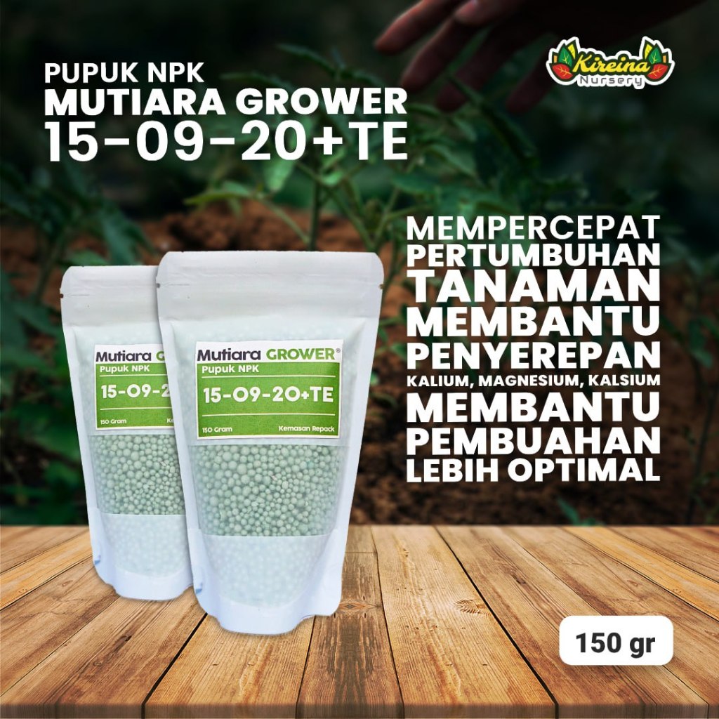 Jual Pupuk NPK Mutiara Grower 15-09-20+TE Repack 150gram - Untuk ...