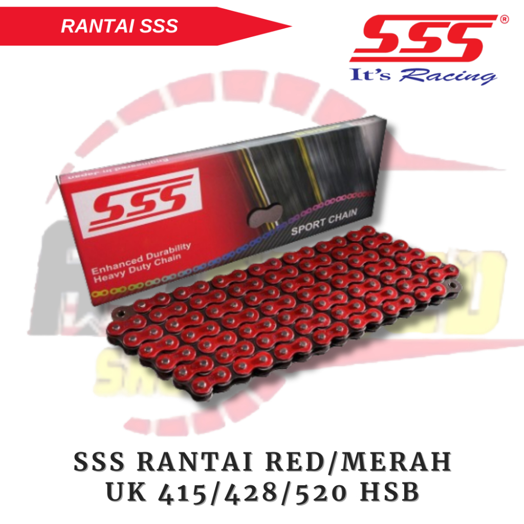 Jual SSS Chain Rantai Red Merah Harian Touring Racing HSB 415 Tipis 428 ...