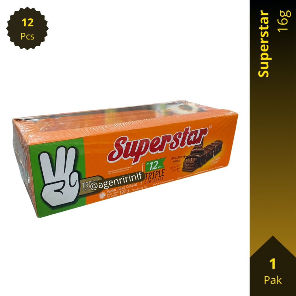 Jual Superstar Wafer Triple Chocolate Pak (16 gr x 12 Pcs) | Shopee ...