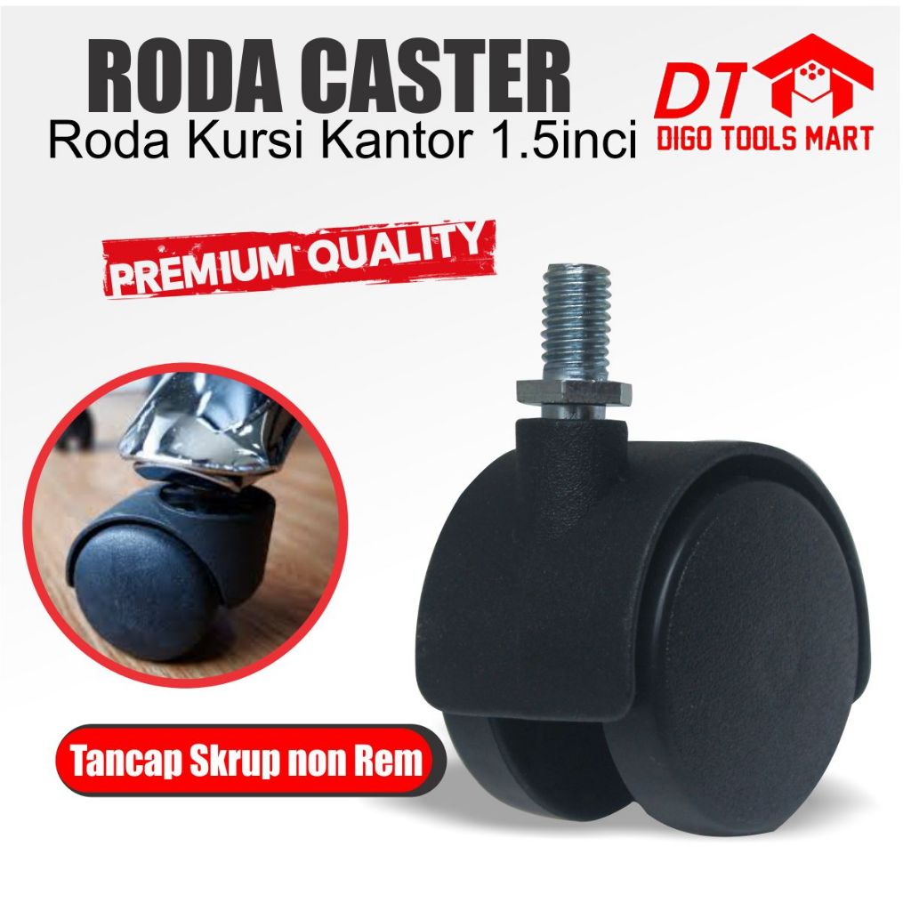 Jual Roda Caster Tancap Skrup Tanpa Rem Kursi Kantor 1.5 Inch Roda ...