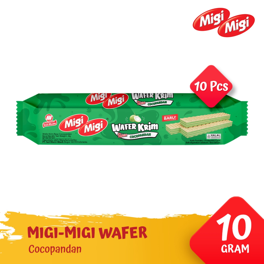 Jual Migi Migi Wafer Krim - Coco Pandan [1 Pack @ 10 Pcs] | Shopee ...