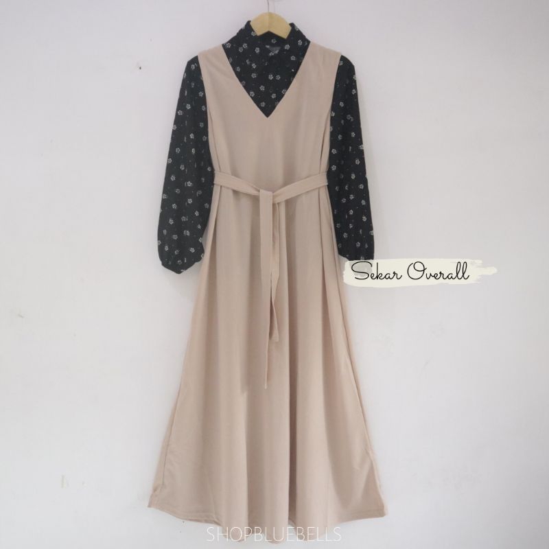 Jual Eri Overall - Set Dress Motif Bunga Floral Daisy Monocrome Korean ...