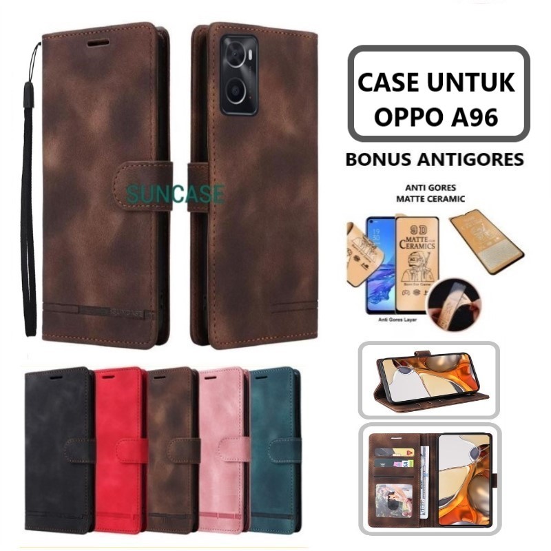 Jual Casing hp OPPO A96 model flip dompet softcase premium ada tali dan ...