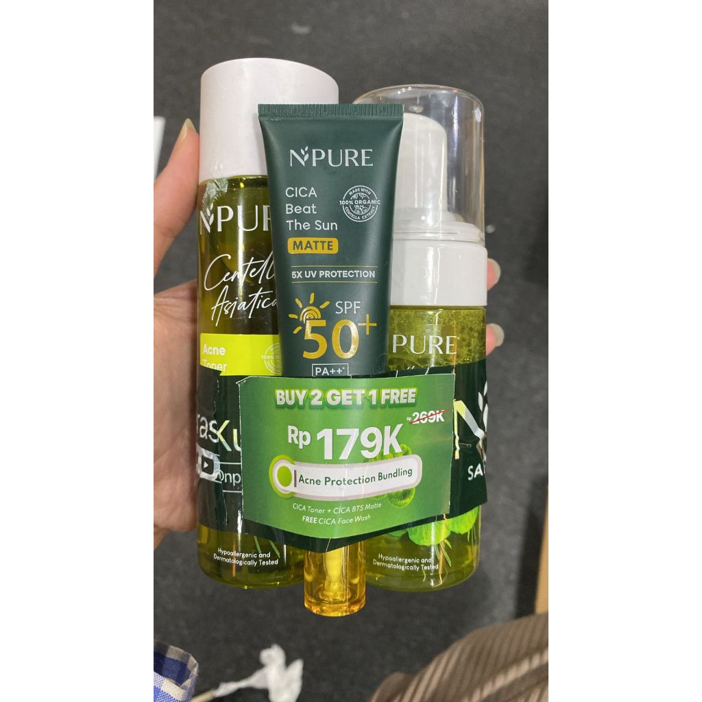 Jual NPURE CICA BUNDLING (TONER,FACEWASH,BEAT THE SUN MATTE) | Shopee ...