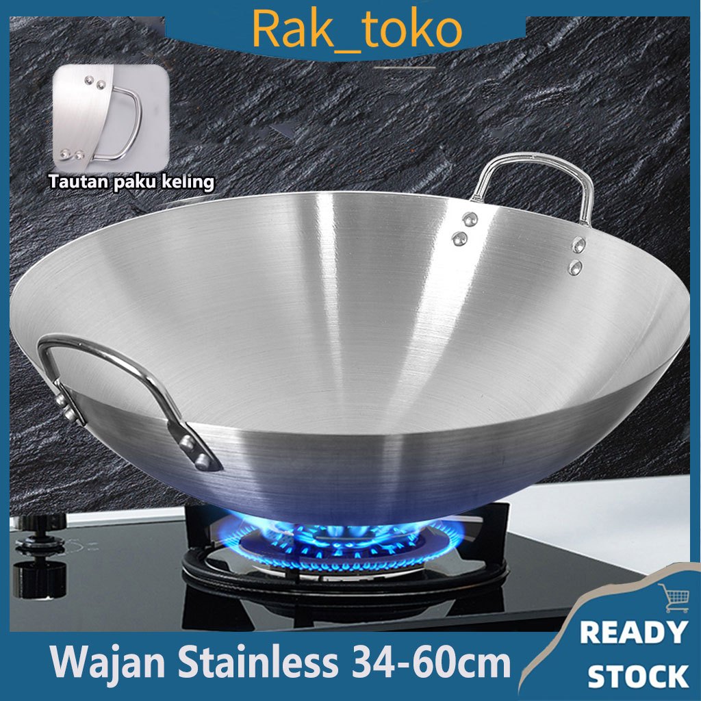 Jual Wajan Stainless Steel 555 Tebal Kuali Premium dengan Pegangan ...