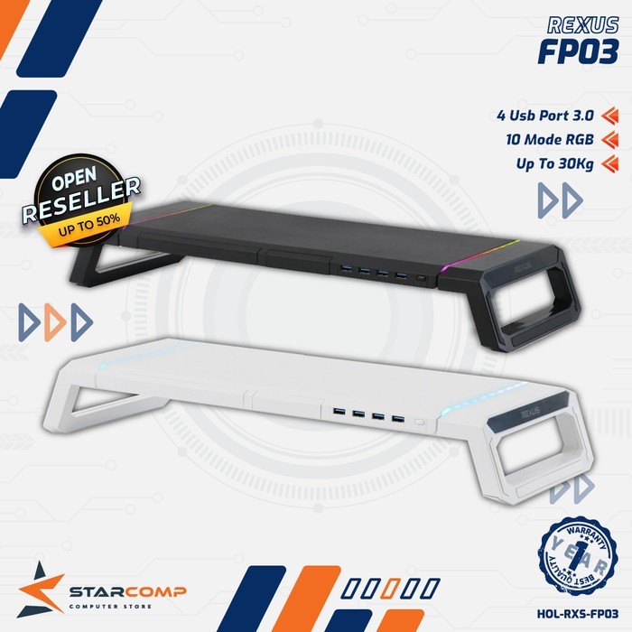 Jual Rexus FP03 Trant PC Monitor Stand with RGB Light and 4 USB Port 3.0 | Shopee Indonesia