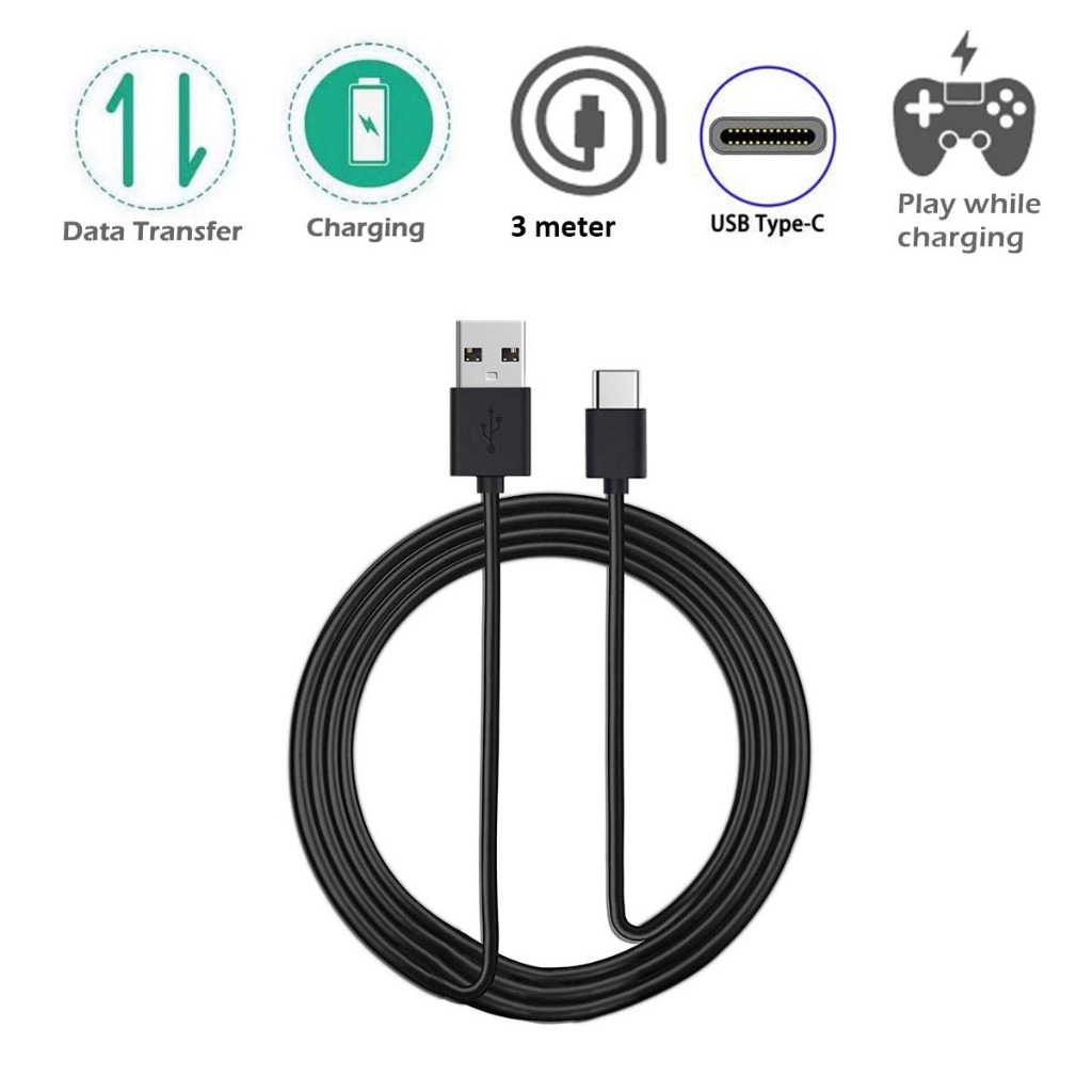 Jual Kabel Charger Stick PS5 Dualsense USB Tipe C Panjang 3 Meter ...