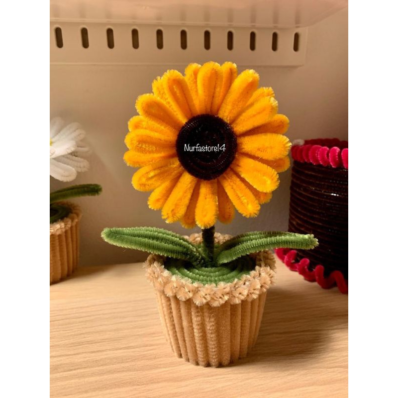Jual Bunga Pot Kawat Bulu (Pipe Cleaner) bunga matahari bunga Daisy ...
