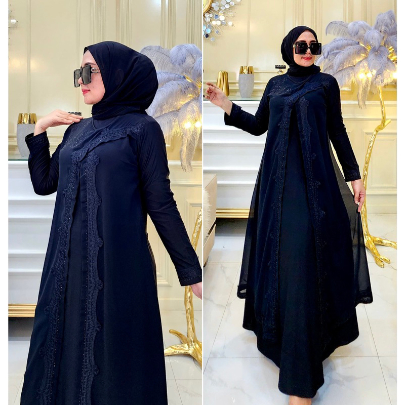 Jual GAMIS ABAYA TURKEY BORDIR BELAH SAMPING FULL HITAM MEWAH TERLARIS ...
