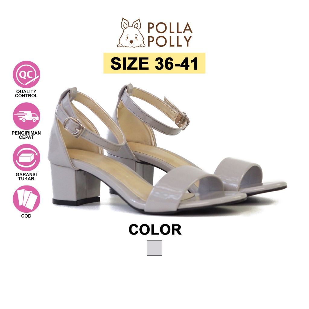 Jual Polla Polly X Nadia Grey - Sandal Heels Wanita 5 cm (36-41) Model ...