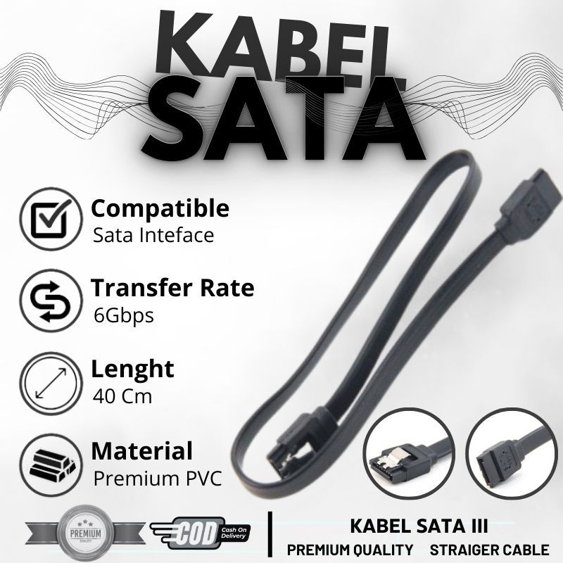 Jual KABEL DATA SATA 3.0 6Gpbs STRAIGHT HDD SSD PC LAPTOP 40CM | Shopee ...