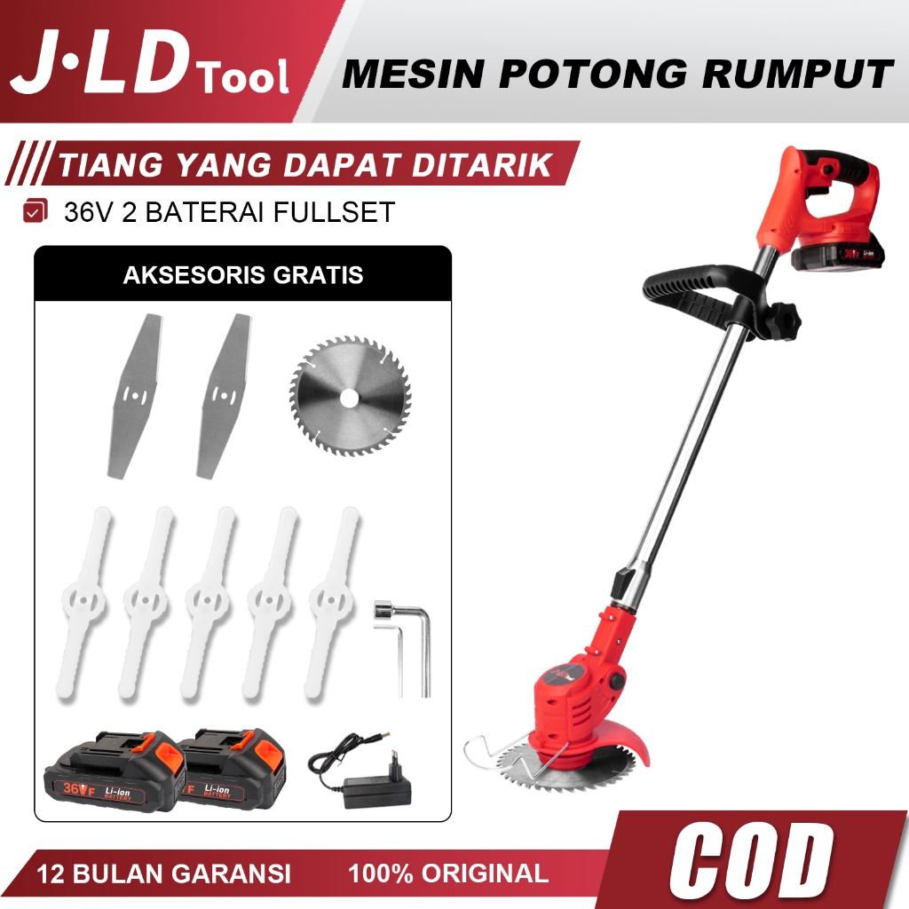 Jual JLD Mesin Babat Potong Rumput Baterai Cordless Adjustable Length ...