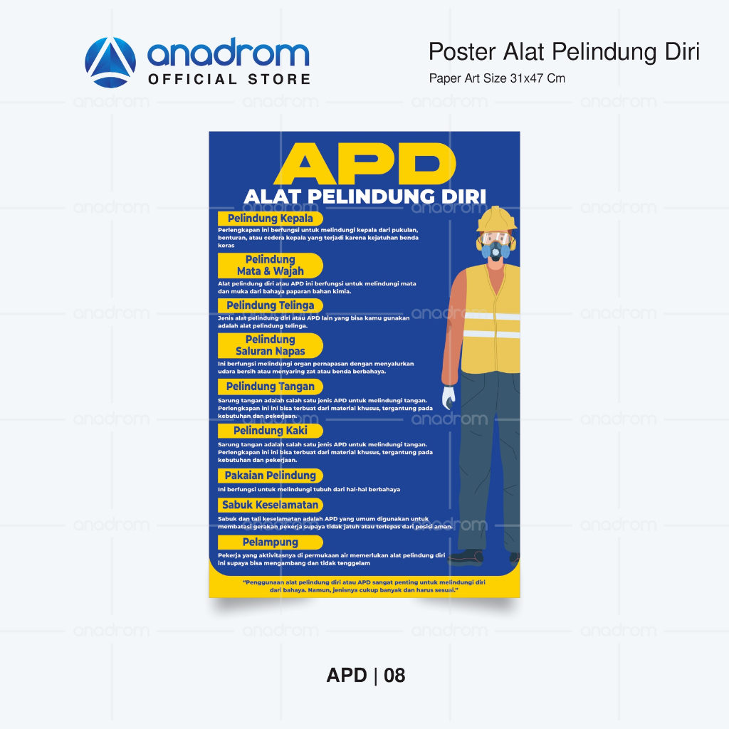 Jual Poster APD - Alat Pelindung Diri | Poster Edukasi Keselamatan Diri | Anadrom 3675 | Shopee ...
