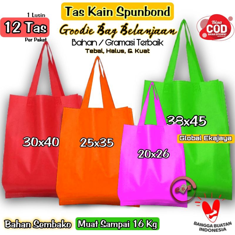 Jual Tas Kain Spunbond Goodie Bag Size Sedang Besar Jumbo Totebag Ultah Hajatan Kantong Souvenir ...