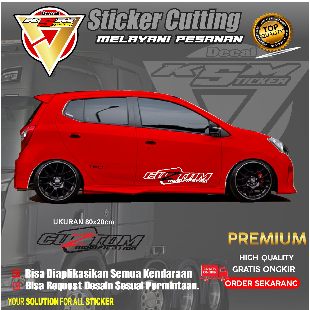 Jual sticker cutting mobil simple costum ukuran 60x15cm | Shopee Indonesia