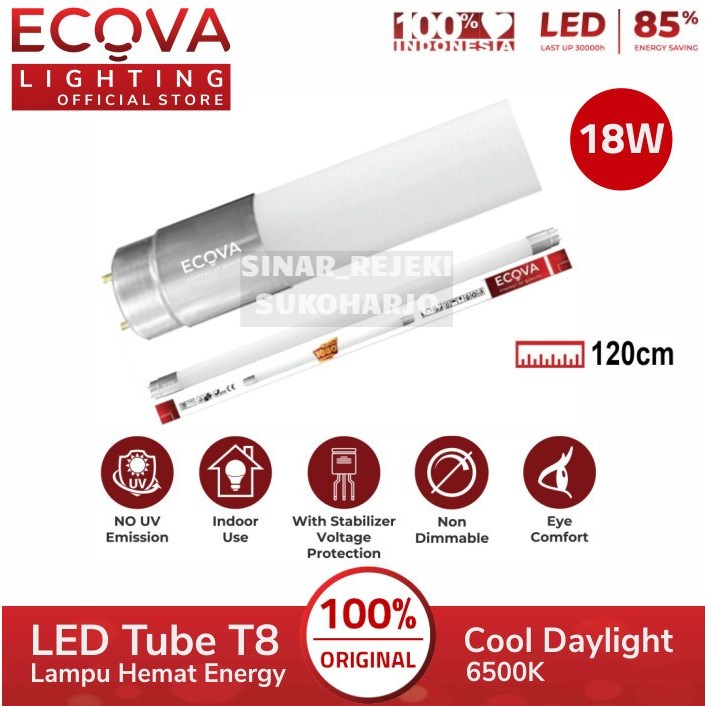 Jual ECOVA Lampu TL LED Tube T8 120CM 18W - TL LED | Shopee Indonesia
