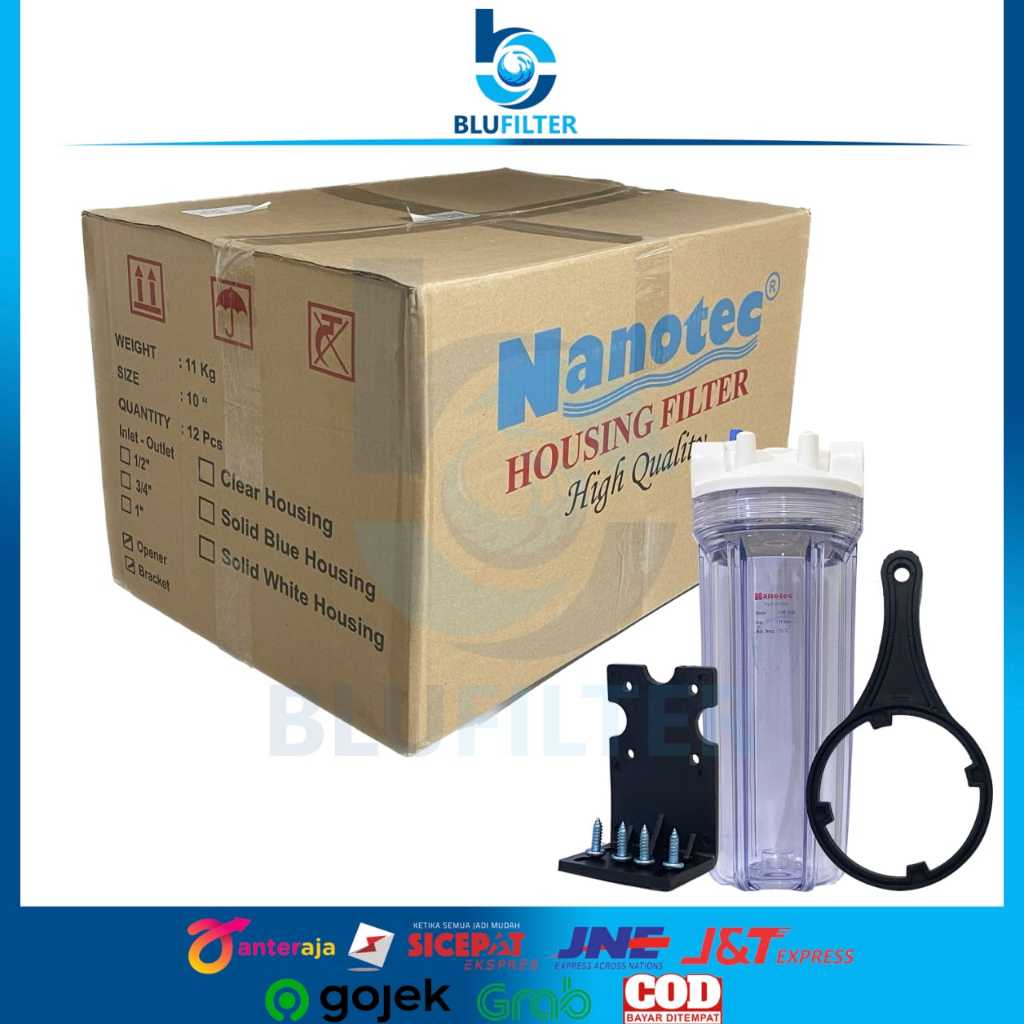Jual HOUSING FILTER AIR NANOTEC 10” CLEAR BLUE DRAT 1/2 3/4 1 INCH ...