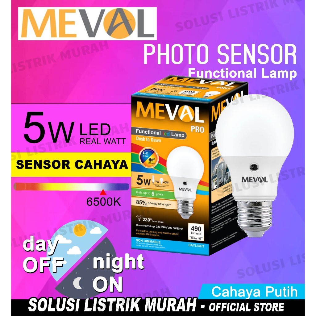 Jual Meval LED Photo Sensor 5W - Putih Sensor Cahaya Sensor Sinar ...