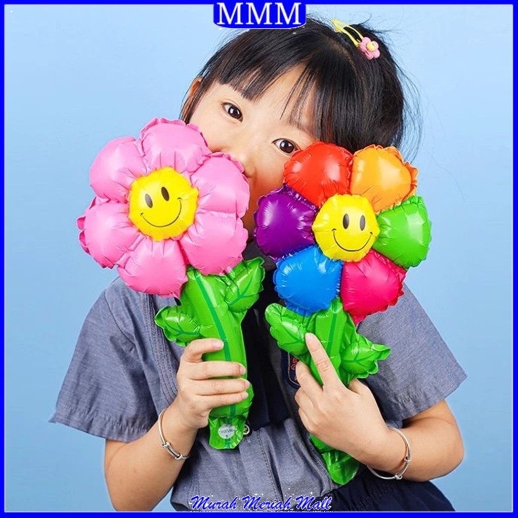 Jual MMM Balon Foil Tongkat Bunga Matahari Balon Sunflower Warna Polos ...