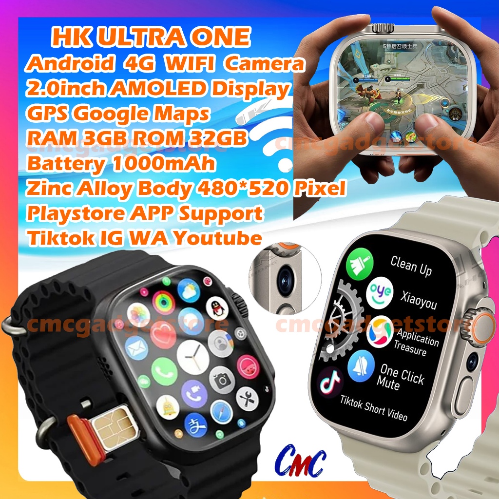 Jual HK ULTRA ONE Smartwatch Pro Max 4G Wifi Android Playstore AMOLED Watch Pria Wanita Upgrade ...
