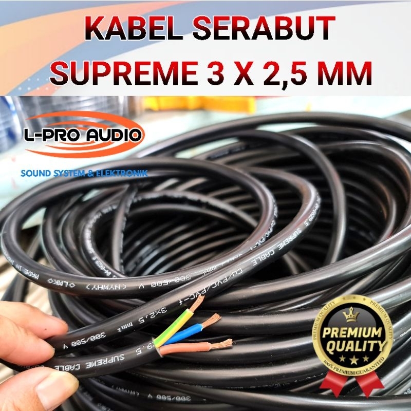 Jual Kabel Supreme serabut 3x2,5 mm NYMHY hitam Original Tembaga Murni bisa untuk kabel listrik ...