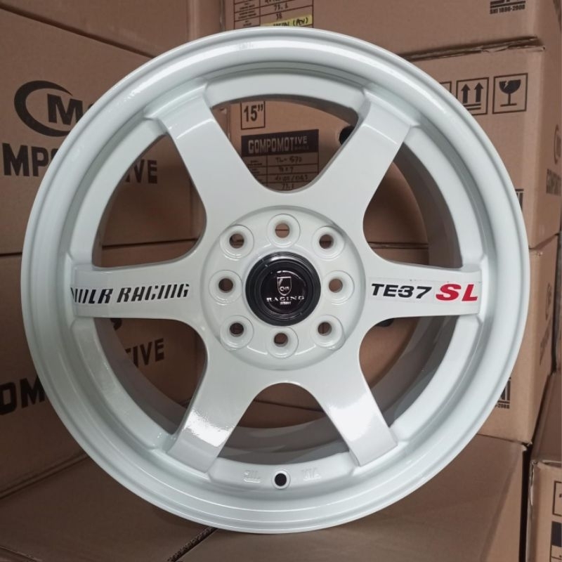 Jual Velg mobil racing murah te37 ring 15 warna putih // pelak mobil ...