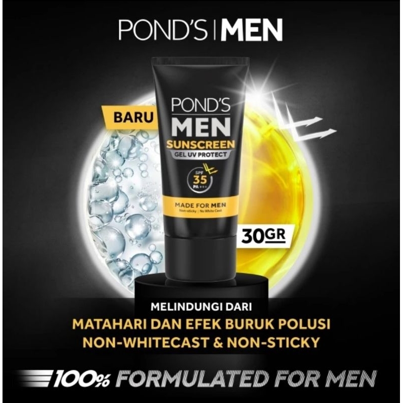 Jual POND'S MEN SUNSCREEN GEL UV PROTECT SPF 35 PA+++ 30ml 100% ...
