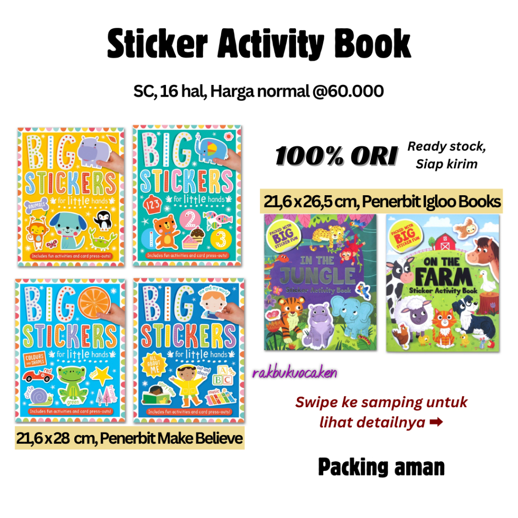 Jual ORIGINAL Sticker Activity Book 123 Big Stickers/ Animals Big ...