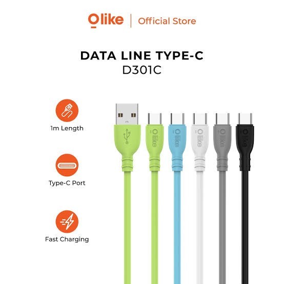 Jual KABEL DATA TYPE C FAST CHARGING KABEL DATA OLIKE D301C 2.1A ...