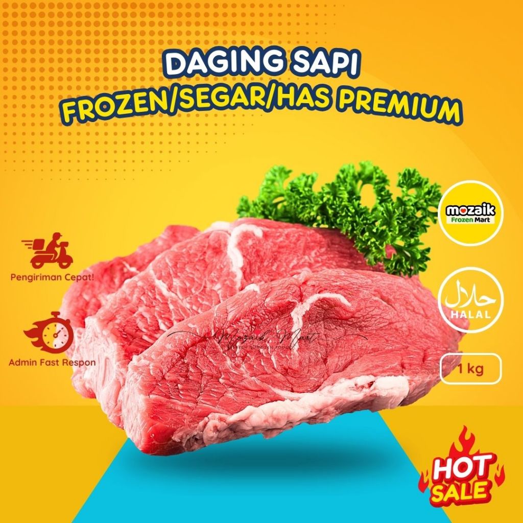 Jual Daging Sapi Frozen 1 Kg-Has Premium/Fresh/Segar/Beku/Halal/Mozaik ...