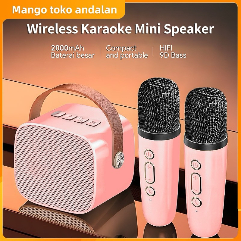 Jual Karaoke Mini Speaker Microphone Premium Set Bluetooth Wireless ...