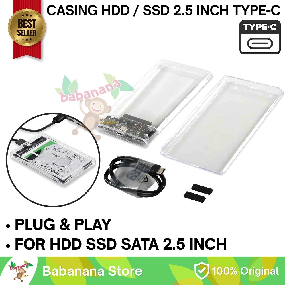 Jual ENCLOSURE CASING TRANSPARAN HDD SSD 2.5 INCH TO USB TYPE-C 3.1 ...