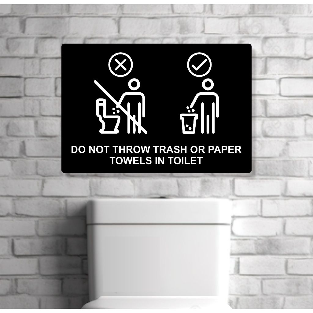 Jual Sign board Acrylic DO NOT THROW TRASH IN TOILET | Akrilik toilet ...