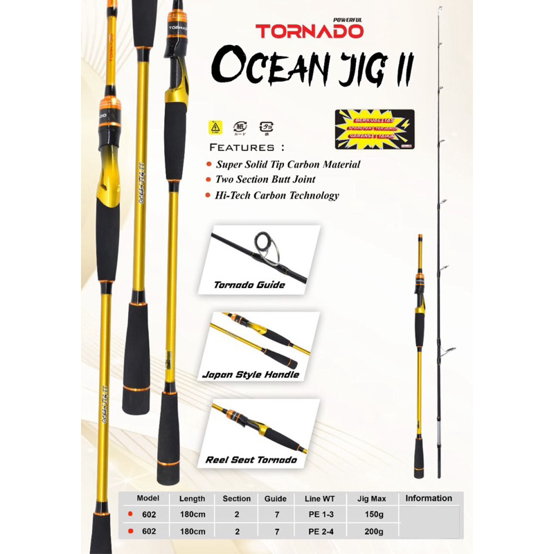 Jual ROD TORNADO OCEAN JIG II 602 PE 1-3, PE 2-4 | Shopee Indonesia