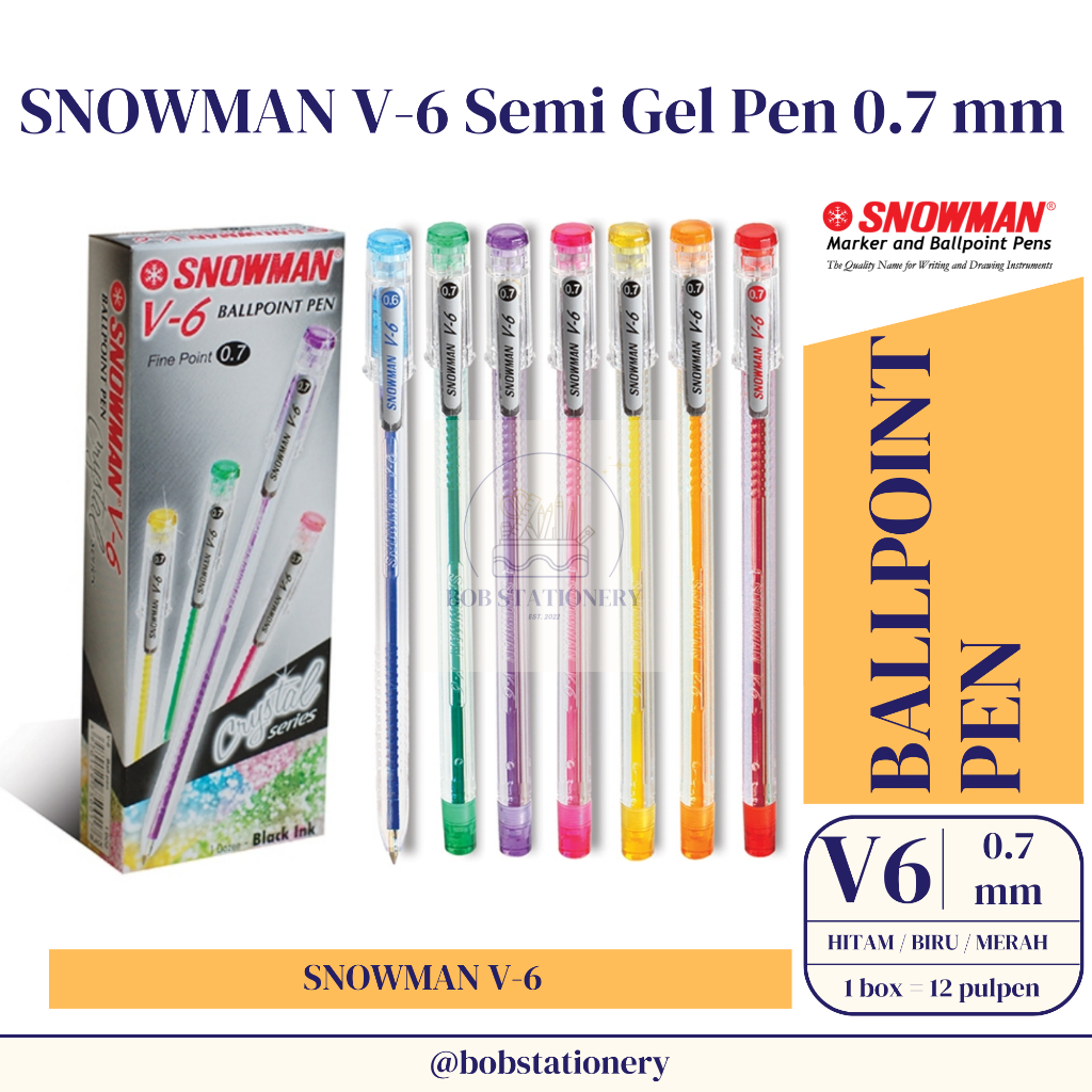 Jual SNOWMAN V-6 Semi Gel Ballpoint Pen 0.7 mm | Shopee Indonesia
