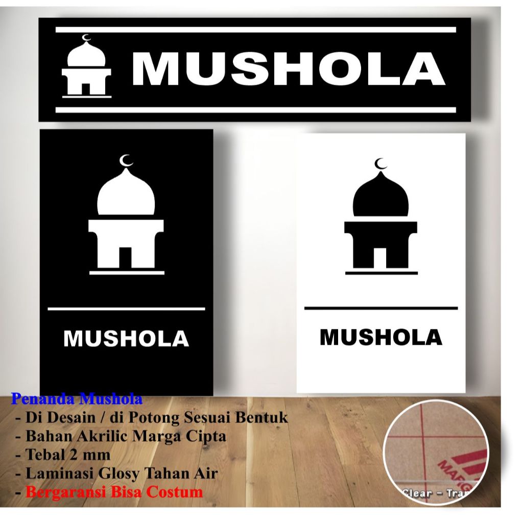 Jual SIGN BORD Musholah Akrilic / Petunjuk Mushola / Papan Nama Acrylic ...