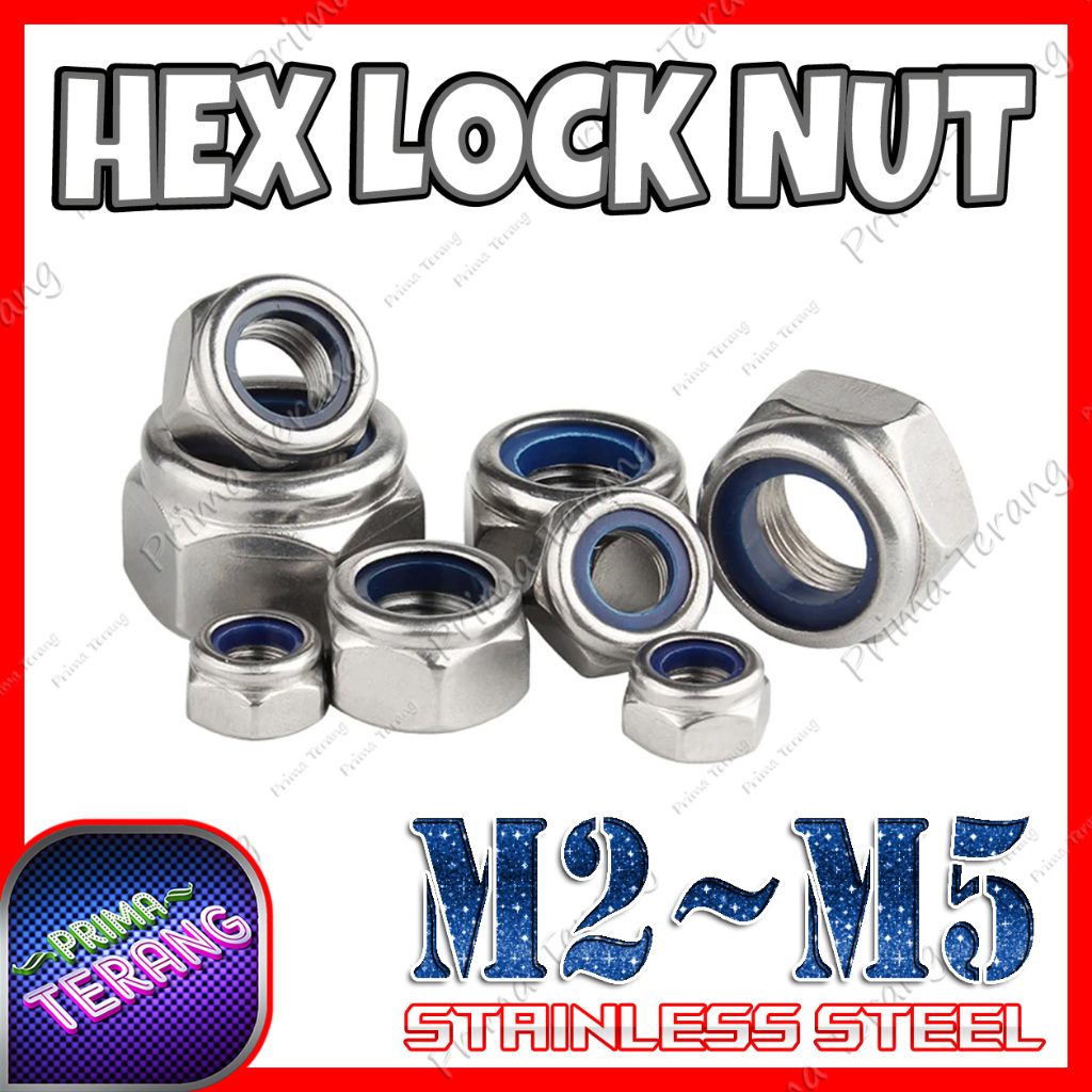 Jual Lock Nut Mur Hexagon Nylon Insert M2 M3 M4 M5 M6 M8 DIN985 ...