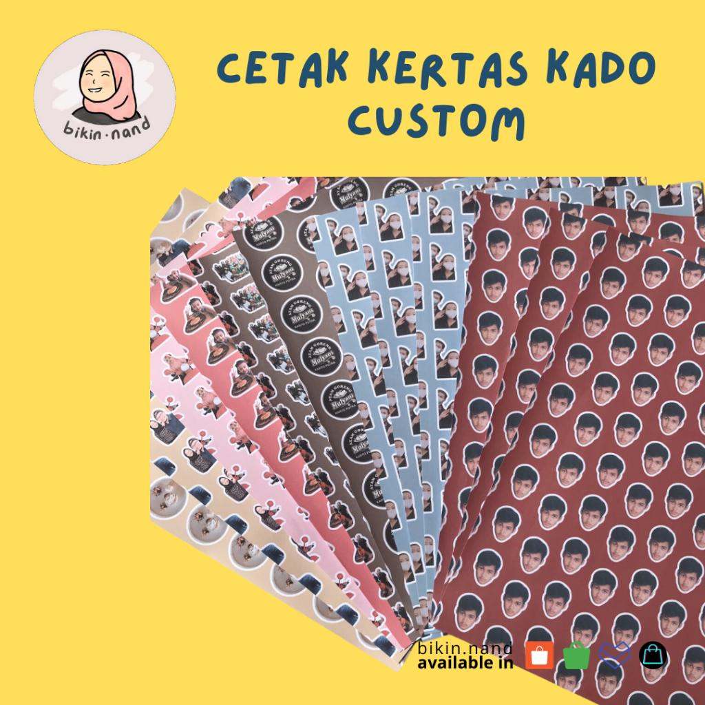 Jual KERTAS KADO CUSTOM FOTO - DESAIN - GAMBAR | Shopee Indonesia