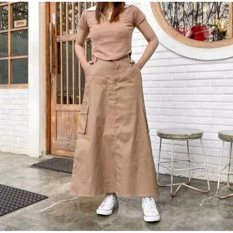 Jual ROK CARGO WANITA PANJANG TERBARU | ROK KOREAN STYLE KEKINIAN | ROK ...