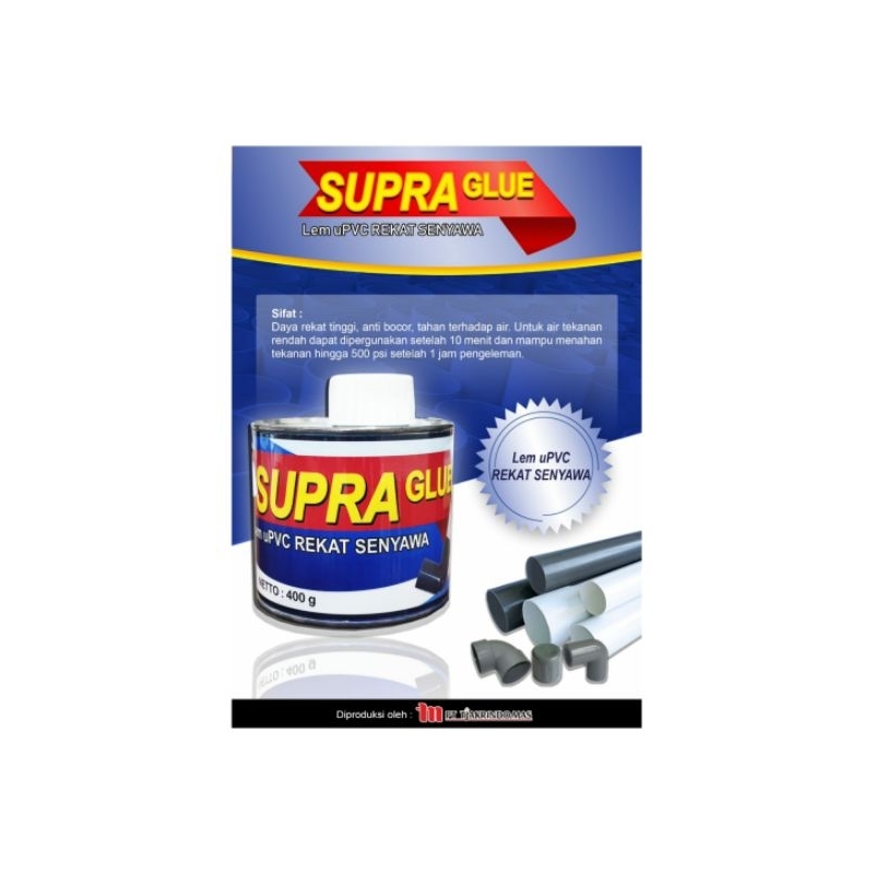 Jual Lem Pipa PVC Supra Glue / Lem Supraglue 400gr Kaleng | Shopee ...
