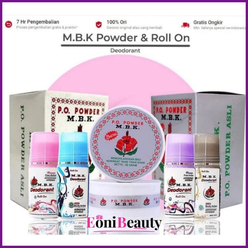 Jual M.B.K Deodorant Roll On | MBK Powder Bedak Sachet Penghilang Bau ...