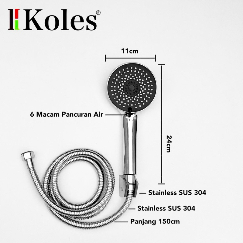 Jual KOLES 2040 Hand Shower Set Kepala Shower Mandi Kamar Mandi | Shopee Indonesia