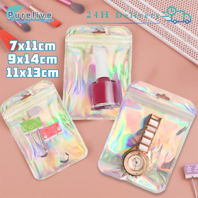 Jual 50Pcs Plastik OPP Hologram Plastik Klip Hologram Flat Ziplock ...