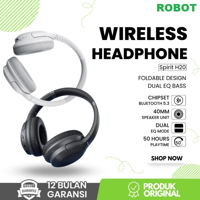 Jual Headphone Robot H20 Spirit Bluetooth Headset - Robot SPIRIT H20 ...