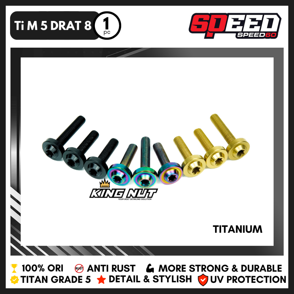 Jual Probolt Baut Titanium M 5 x 15 Drat 8 x 15 Grade 5 King Nut New ...