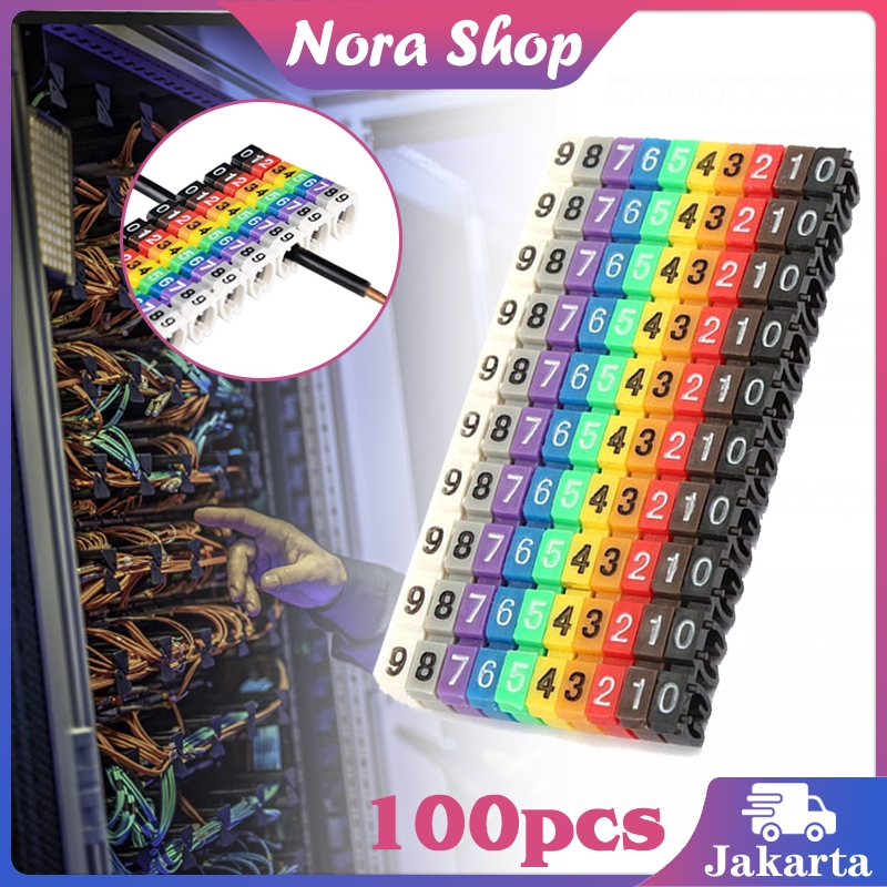Jual 100pcs Label Kabel Cable Markers Colourful Number Tag Untuk Kabel ...