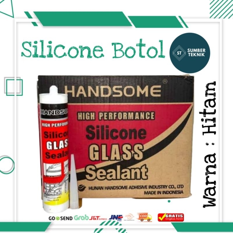 Jual HANDSOME Lem Kaca Botol Hitam Black Sealant Sealan Silikon 300 Ml ...
