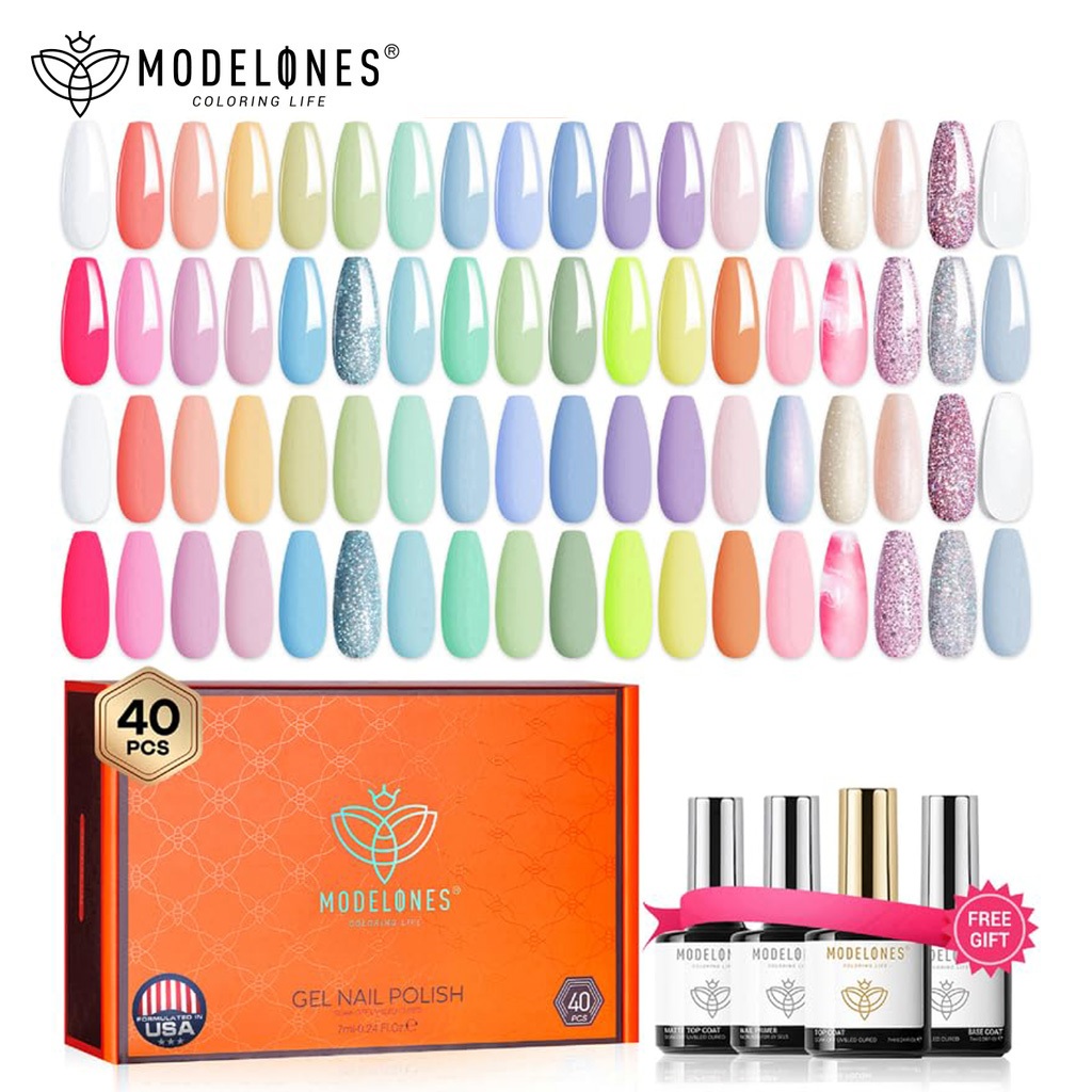 Jual Modelones Gel Nail Polish Kit 36 Colors Pastel Dreamy Collection Macaron Glitter Gel Polish ...