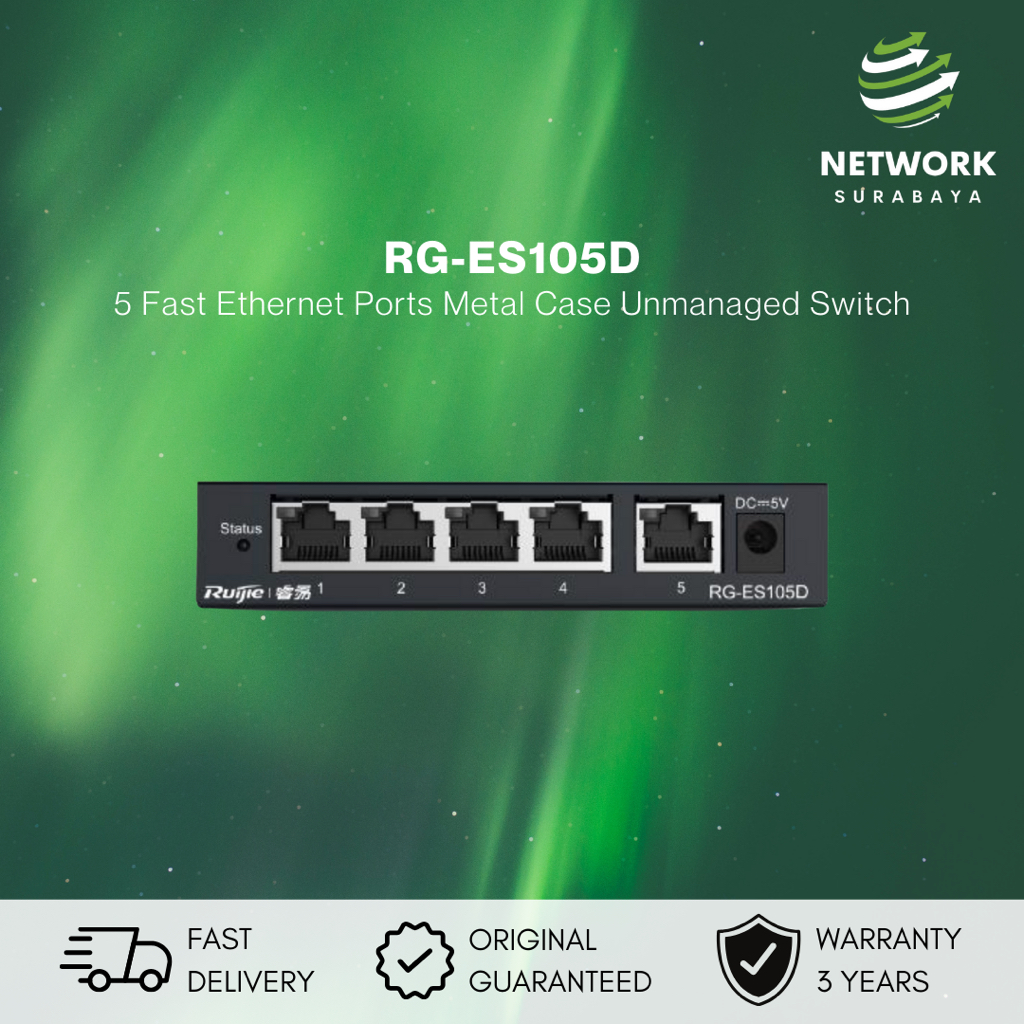 Jual RUIJIE REYEE RG-ES105D 5*PORT 100M UNMANAGED SWITCH | Shopee Indonesia
