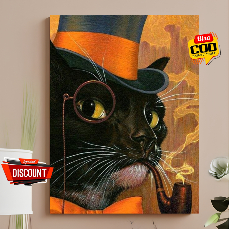 Jual Poster Kucing Hitam Meroko Hiasan Dinding Aesthetic Papan MDF ...